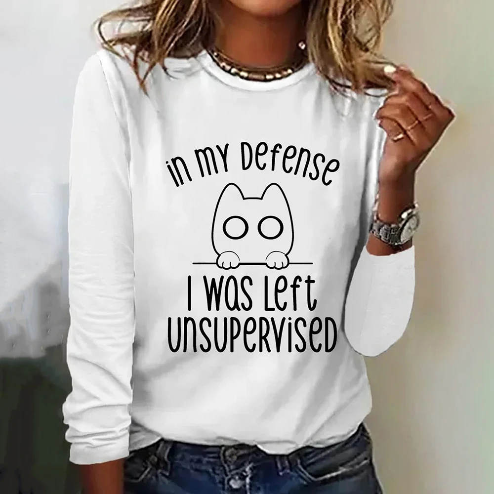 Women-s-T-shirts-Letter-Print-Long-Sleeves-T-shirt-Fall-Cotton-Designer ...