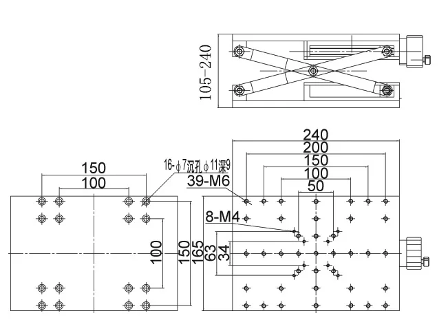 Manual Lifting Stage XYZ Combination Stage Large Mesa Z-Axis Height ...