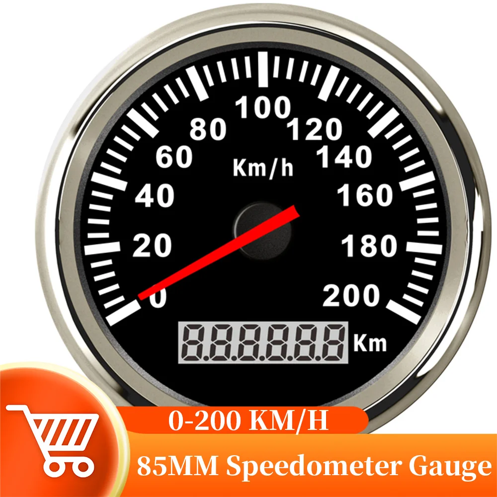 200km/h 85mm Universal Speed Gauge With Red Backlight Speedometer ...