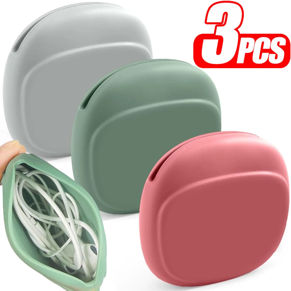 3/1PCS Silicone Headphone Organizer Data Cable Storage Case Portable ...