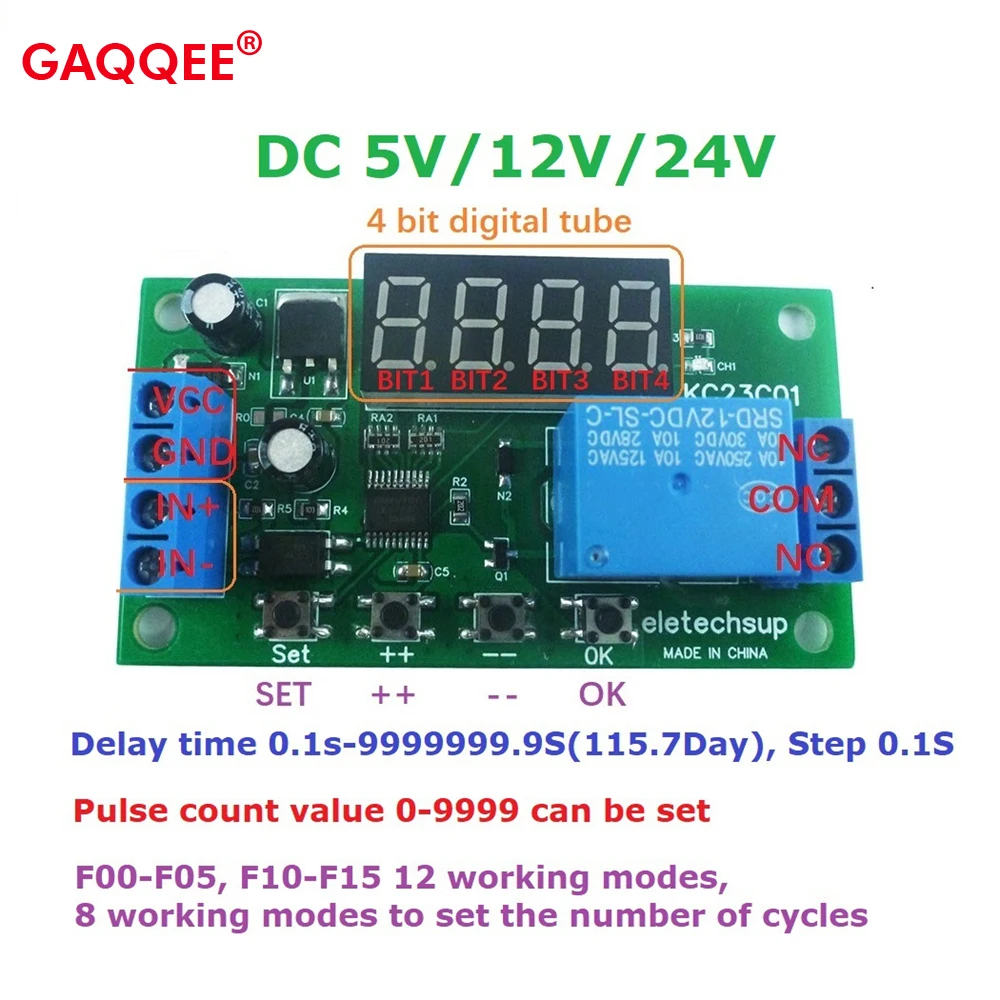 DC-10A-5V-12V-24V-Relay-Module-LED-Display-Multifunction-Pulse-Counter-Switch-Adjustable-Timer ...