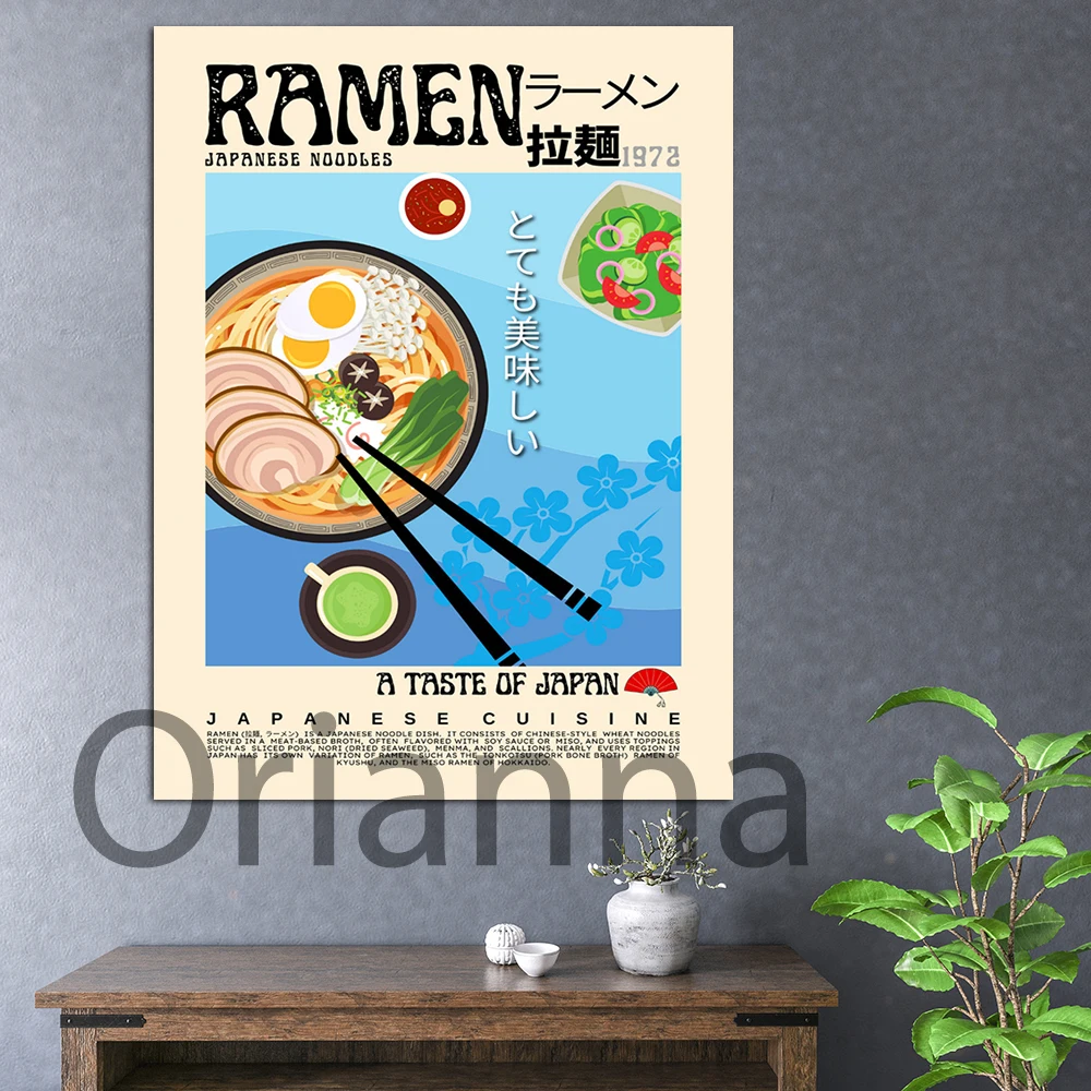 Ramen Poster Retro Feel, Japanese Vintage Food Wall Art Print, Japanese ...