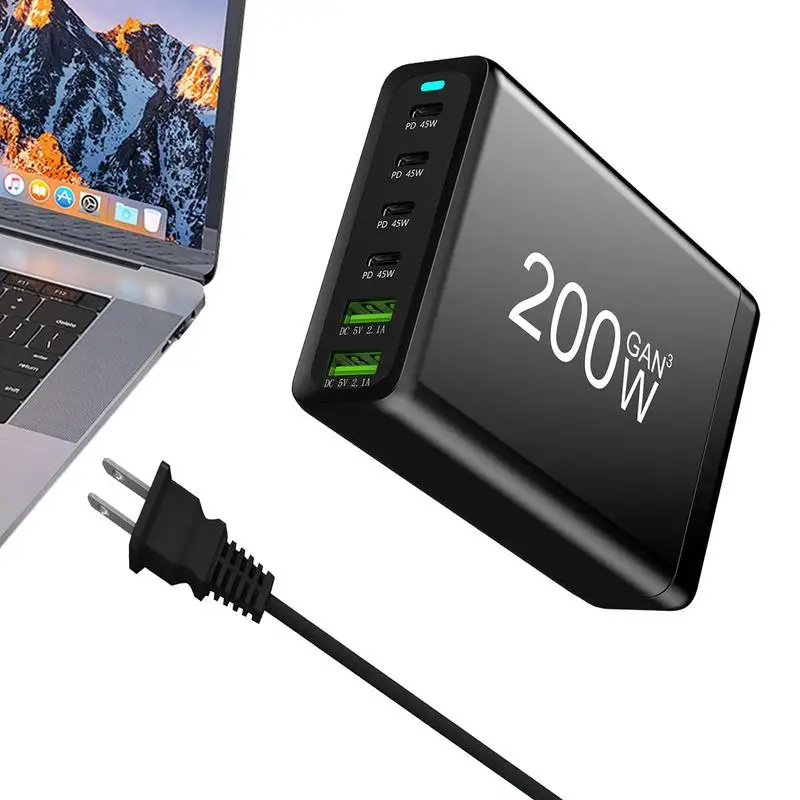 Desktop USB C Charging Station 6-Port 200W USB Charger Station Multi ...