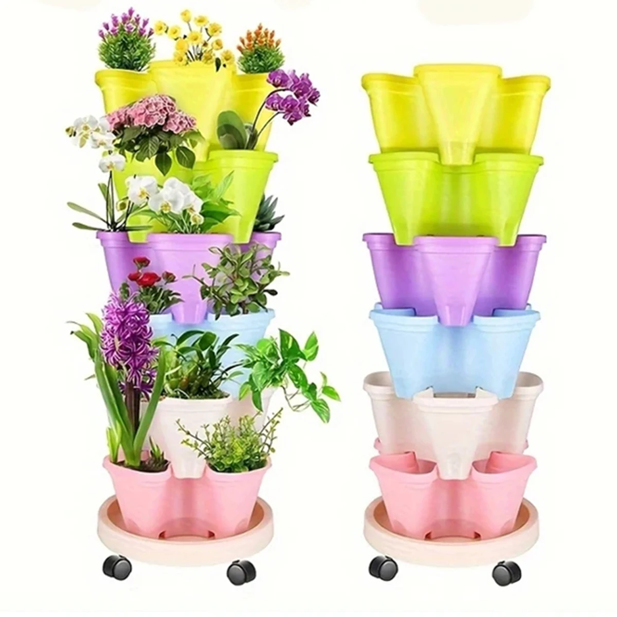 Multi-Color-Stackable-Flower-Pot-Movable-3-Petal-4-Petal-Strawberry ...