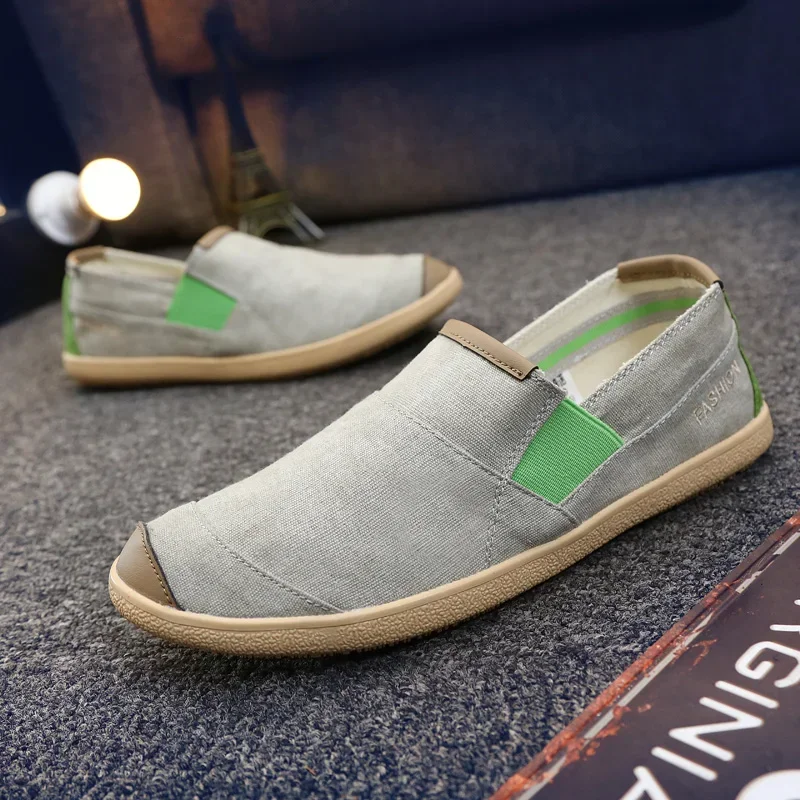 Fashion Canvas Shoes Men Lazy Youth Slip-on Walking Sneakers Mens ...