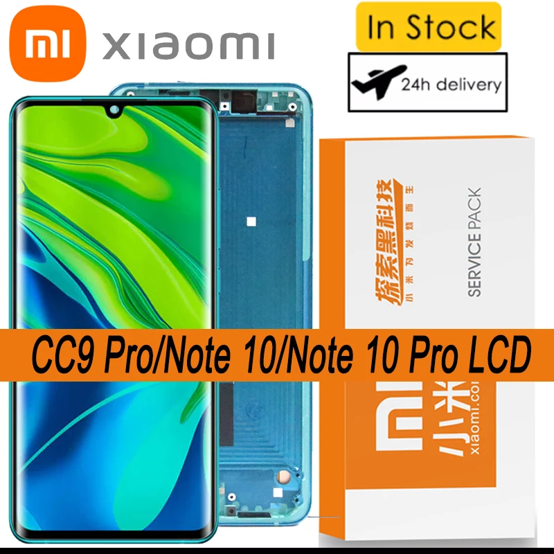 100% 오리지널 6.47 "AMOLED LCD + 프레임 XiaoMi Mi Note 10 Note 10 Pro 디스플레이 Mi CC9 Pro 터치 스크린 디지타이저 수리 ...
