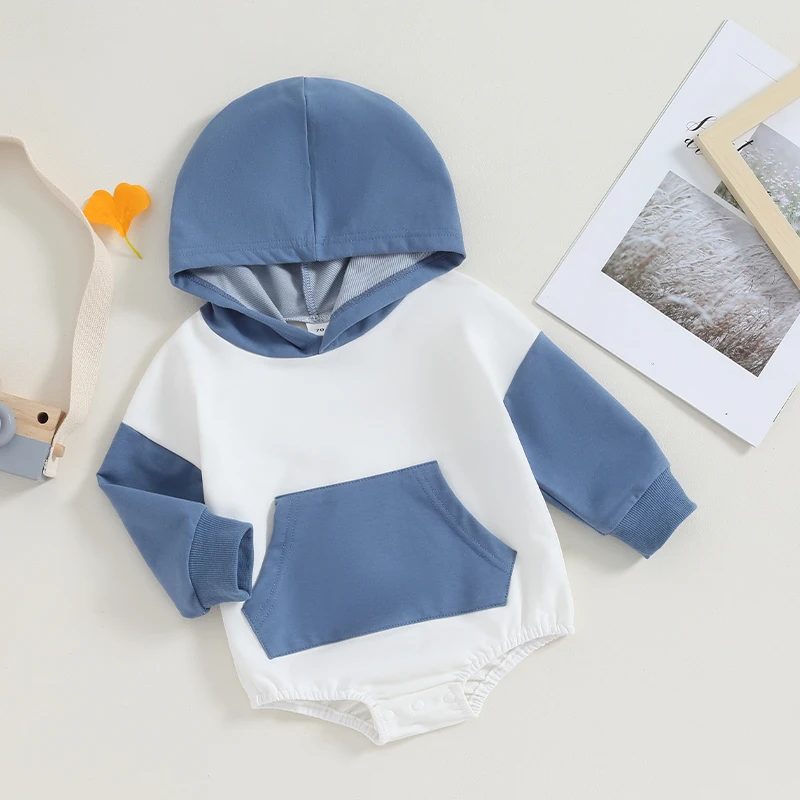 Autumn-Baby-Hooded-Rompers-For-Girls-Boys-Fashion-Contrast-Color-Casual ...