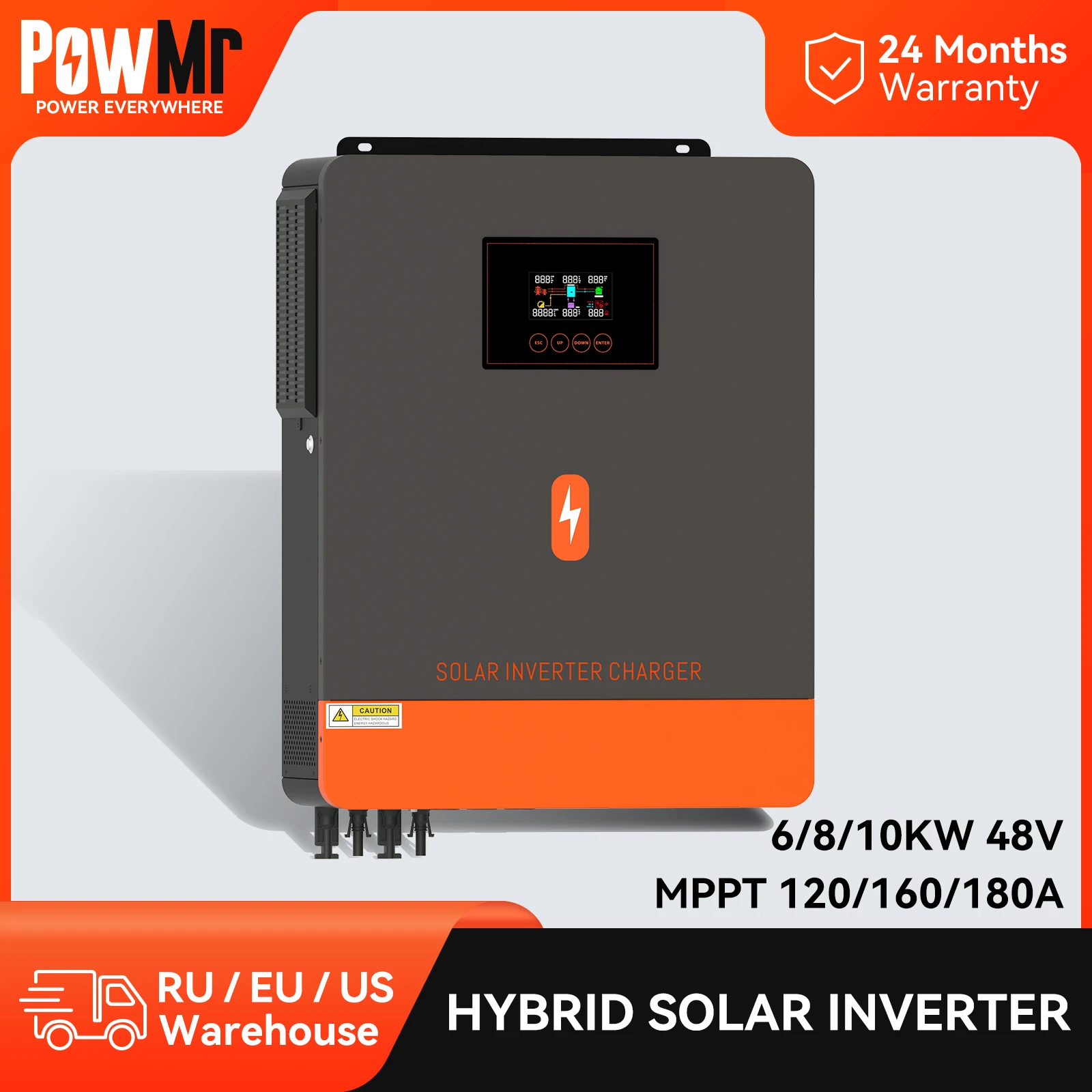 Powmr Hybrid Solar Inverter 10kw 8kw 6kw 48v Grid Tie Inverter Mppt 180a 160a 120a Converter ...