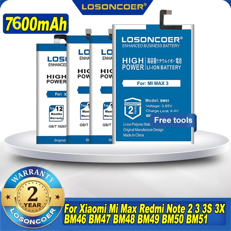 7600mAh BM46 BM47 BM48 BM49 BM50 BM51 Battery For Xiaomi Mi Max 3 ...