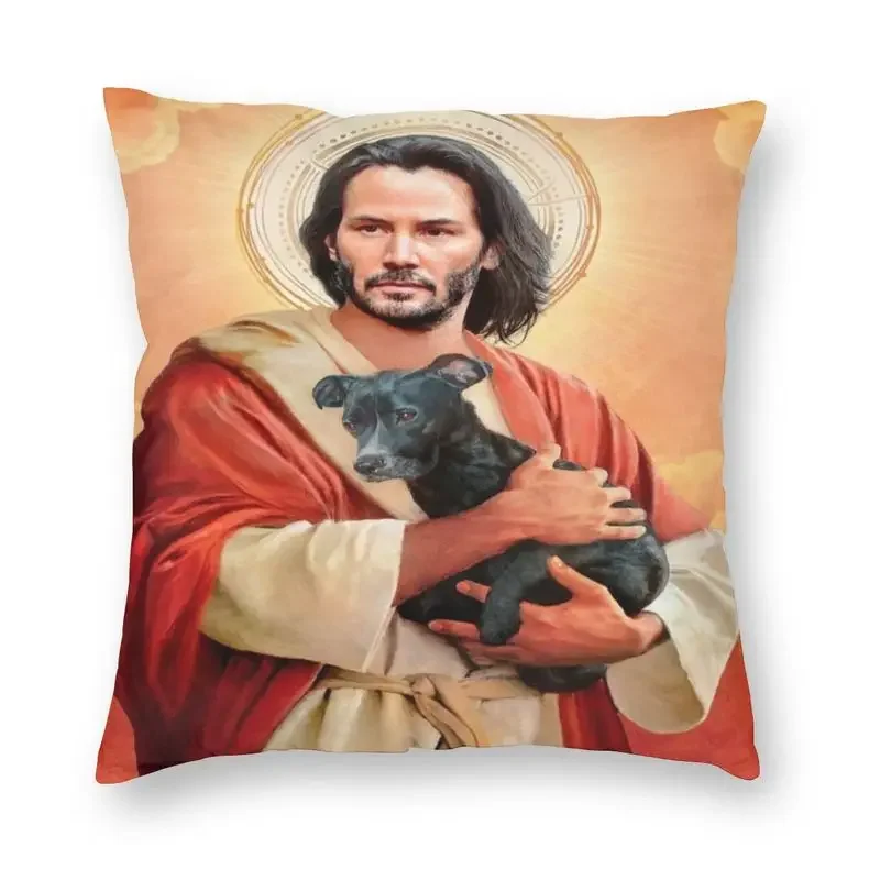 Nordic-Modern-Keanu-Reeves-Holding-A-Puppy-Cushion-Cover-Polyester ...