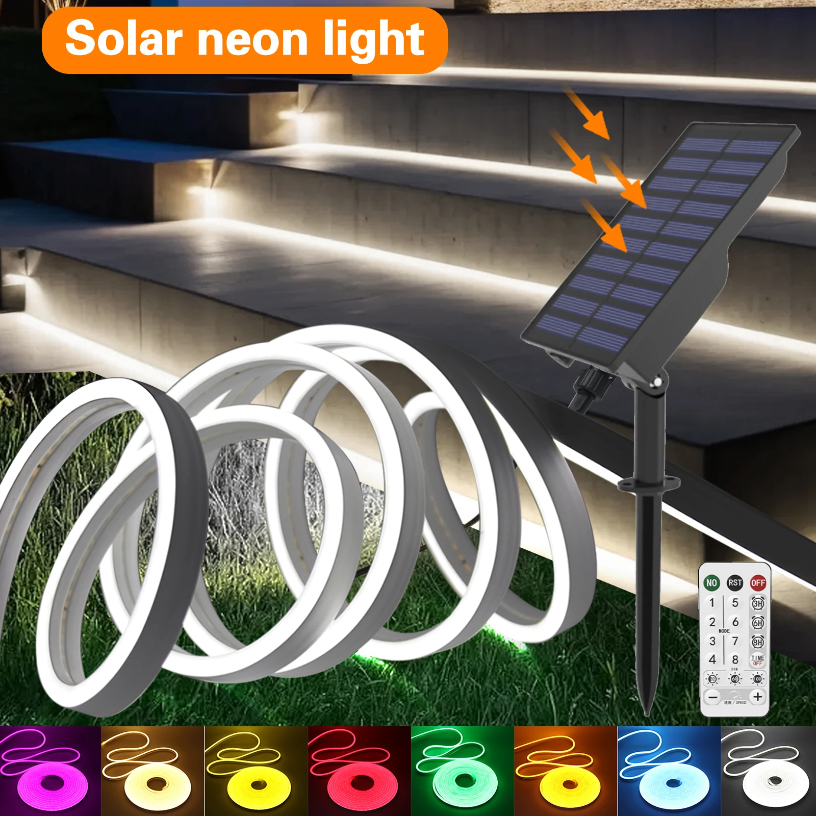 24V Solar Power LED Strip with Remote Flexible Neon Sign Waterproof ...