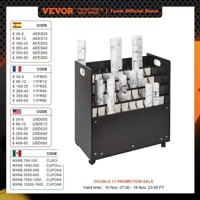 VEVOR-Blueprint-Storage-Rack-Slots-for-Construction-Plan-Map-Poster ...