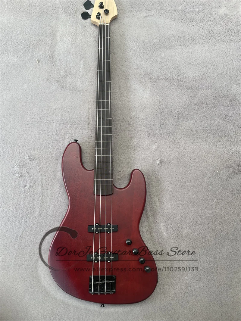 4-Strings-Matte-Brown-Bass-Guitar-Jaz-Bass-Mahogany-Body-Maple-Neck ...