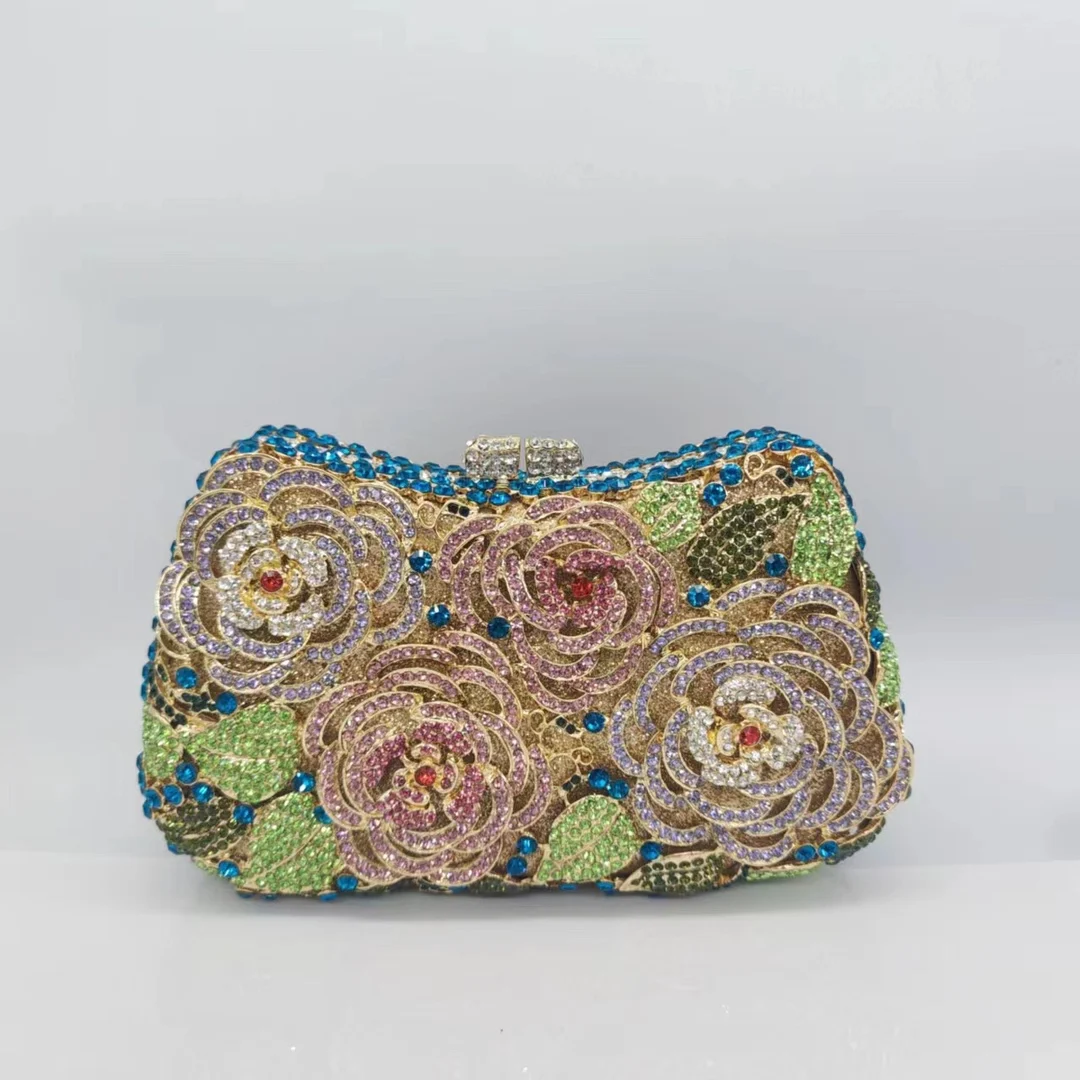 Rose Wedding Party Bride Clutch Purse Rhinestone Evening Bags Luxury ...