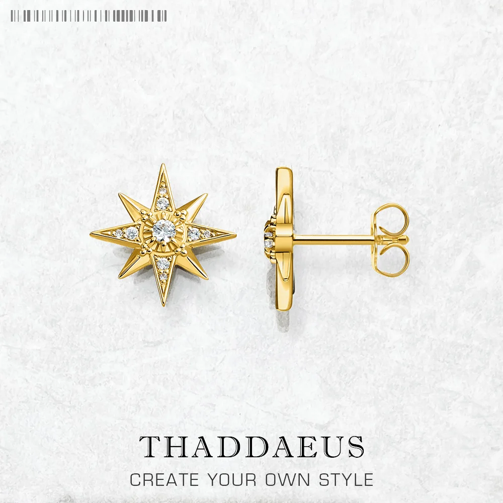 Magic-Star-Spell-Studs-Earrings-Europe-Yellow-Gold-Color-Handcrafte ...