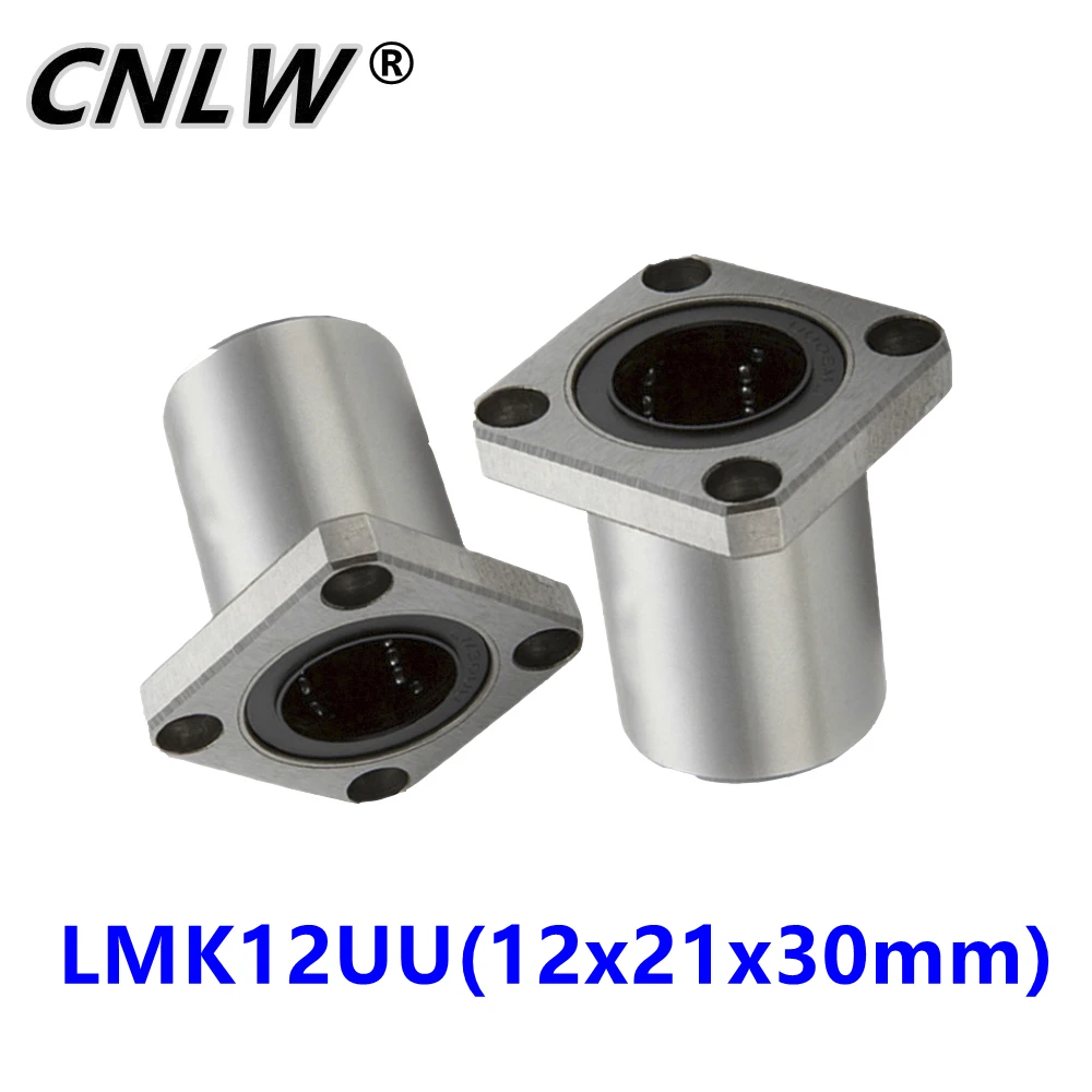 1 PCS LMK 사각 플랜지 선형 운동 부싱 LMK 볼베어링 LMK12UU 3D 프린터 선형 막대 부분 cnc를위한 방위 강철