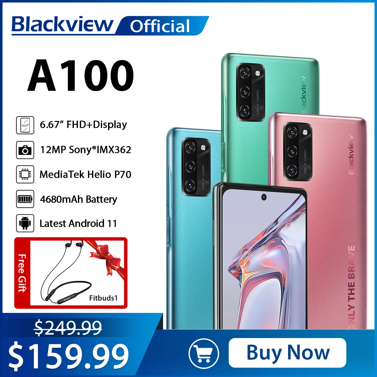 Blackview A100 Helio P70 Android 11 Smartphone 6gb+128gb 6.67" 4680mah ...