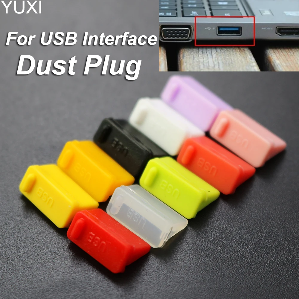 YUXI-10-Pieces-Set-Dust-Protection-Laptop-USB-Silicone-Plug-Color ...