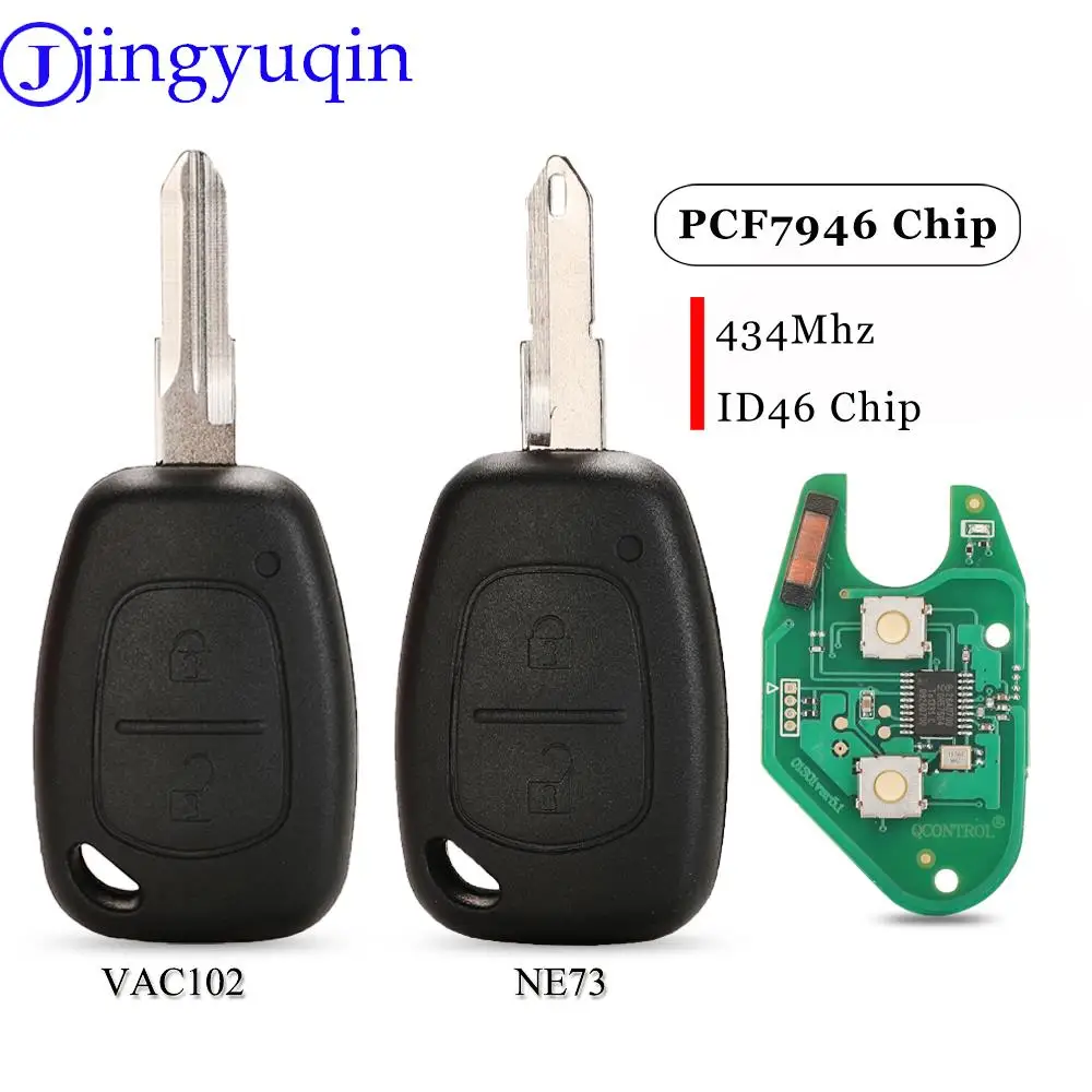 jingyuqin-2-Buttons-Car-Remote-Key-433Mhz-ID46-Pcf7946-For-Renault ...