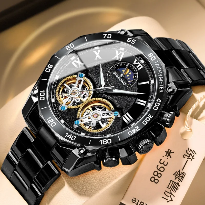 Reloj-de-acero-inoxidable-con-doble-Tourbillon-para-hombre-cron-grafo ...
