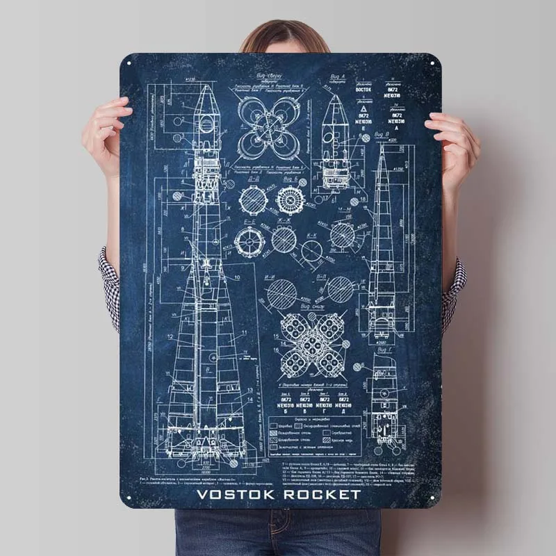 Vostok-Rocket-Metal-Sign-Space-Poster-Decoration-Room-Decor-Men ...
