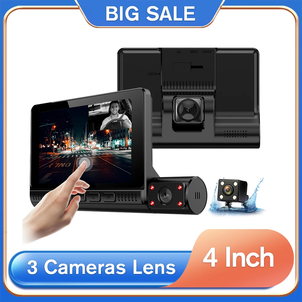 3 Camera Lens Car Dvr 4.0 Inch Dash Camera Dual Lens Support Rearview ...