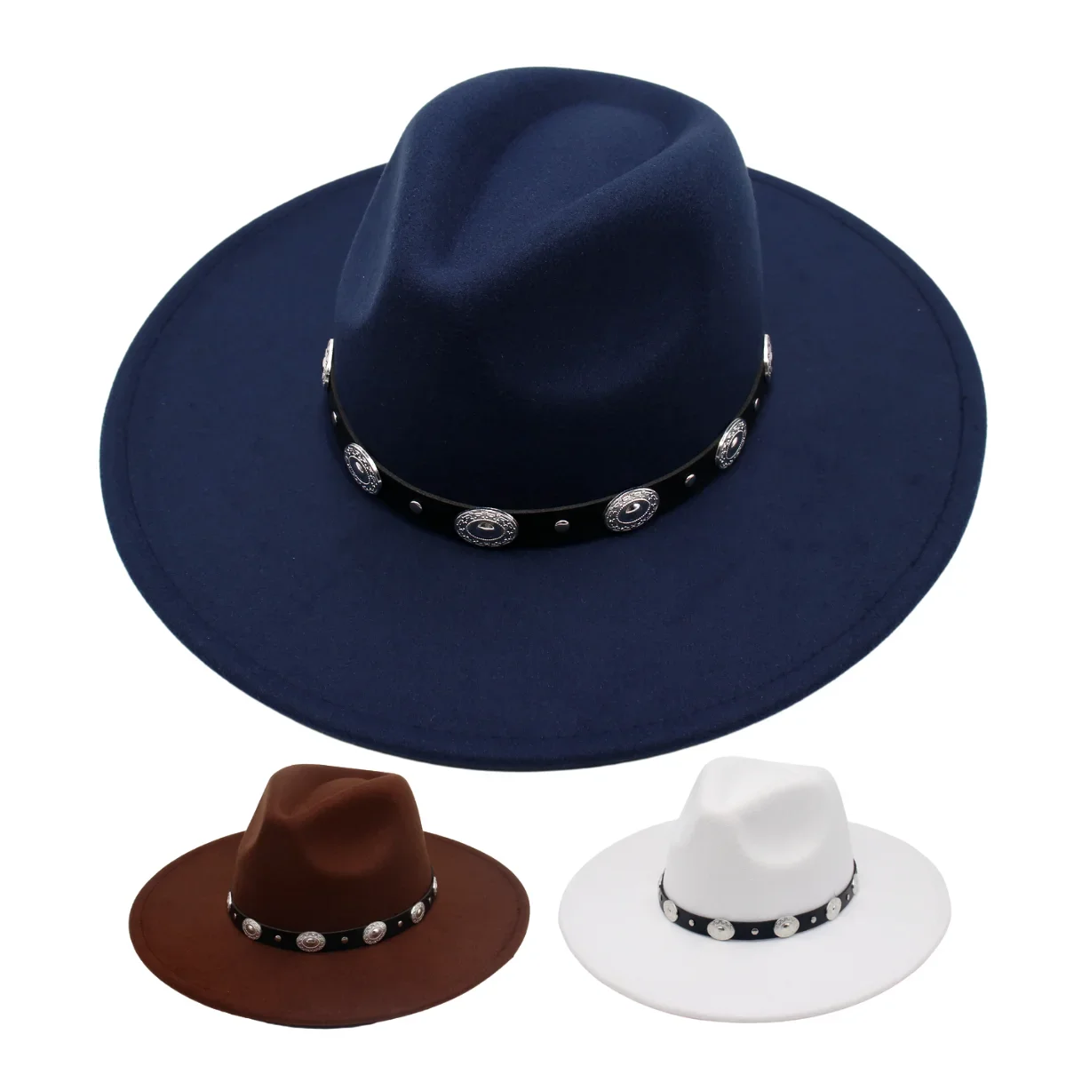 Big-Wide-Brim-Classic-Men-Fedora-Hat-Unisex-9-5cm-British-Flat-Brim ...