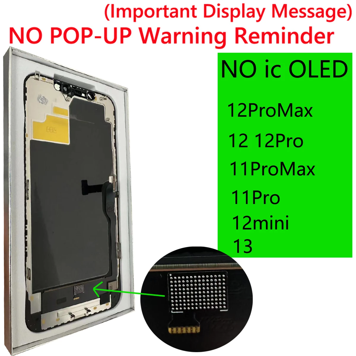 Nenhum chip de toque IC Display OLED para iPhone, Problema pop-up, Tela ...
