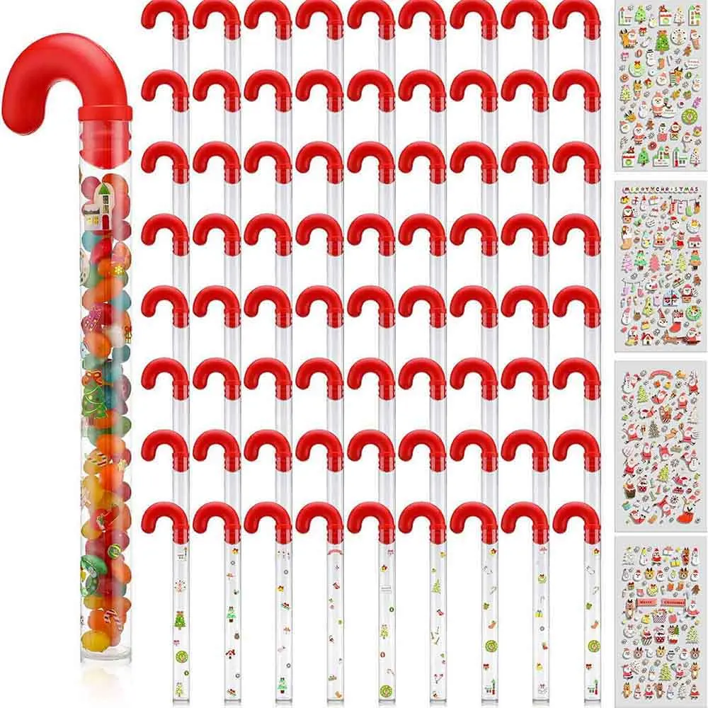 Large Clear Plastic Christmas Candy Cane Tubes with Red Topper ...