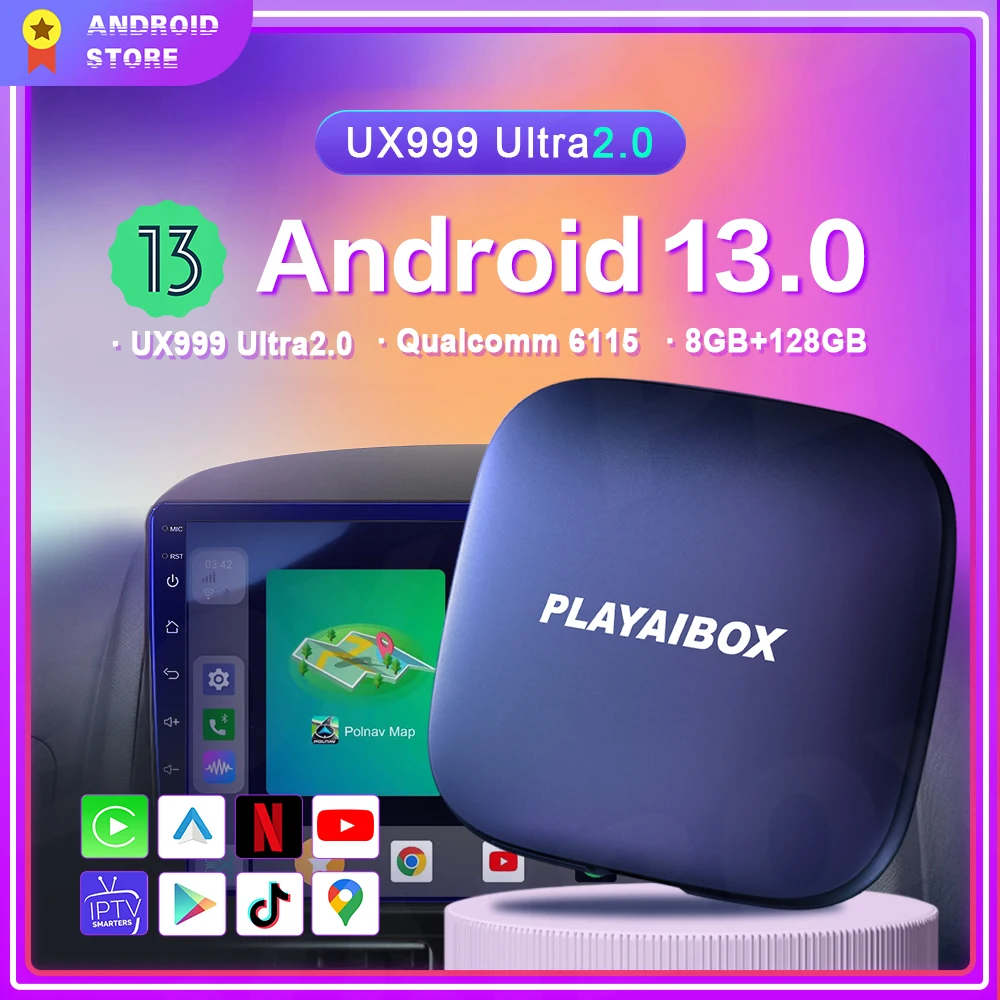 Caixa-de-TV-inteligente-sem-fio-com-GPS-embutido-Android-13-Auto ...