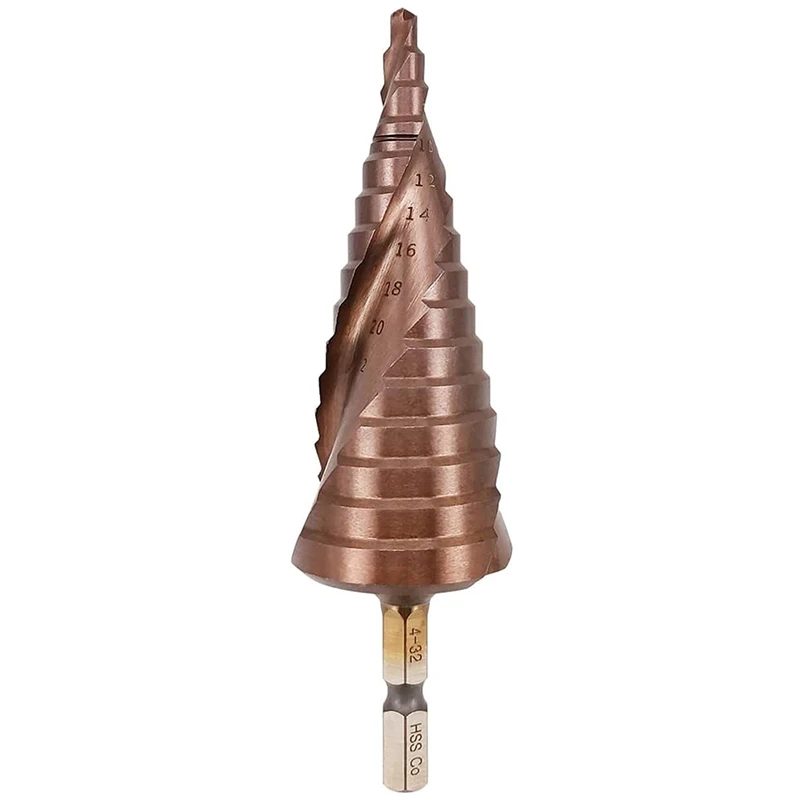 M35 5% Cobalt HSS Step Drill Bit for Metal HSS CO 4-32mm Hex Shank Stepped Drill Bits Cone ...