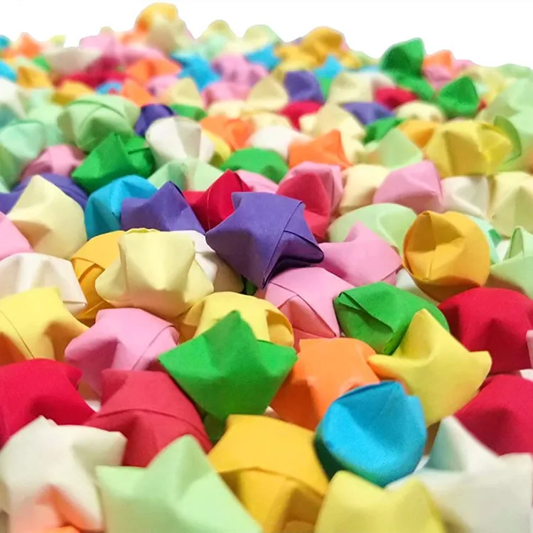 Papier à plier - Origami - Étoiles porte-bonheur - Coloré - 100 pièces ...