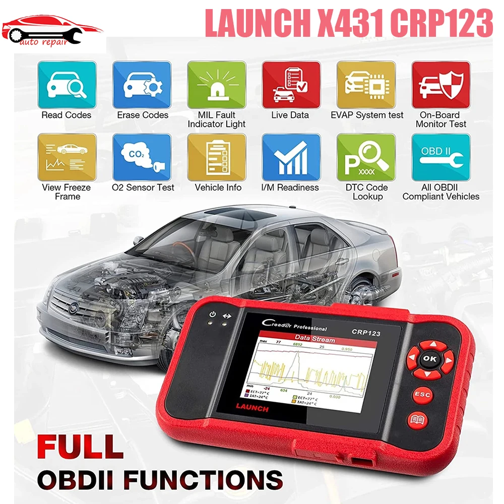 Lançamento X431 Crp123 Leitor De Código Obd2 Profissional Scanner ...