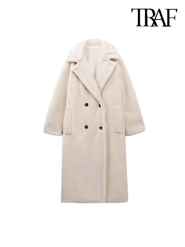 TRAF-Manteau-en-Peluche-Vintage-Manches-sulfpour-Femme-Pardessus-Chic ...