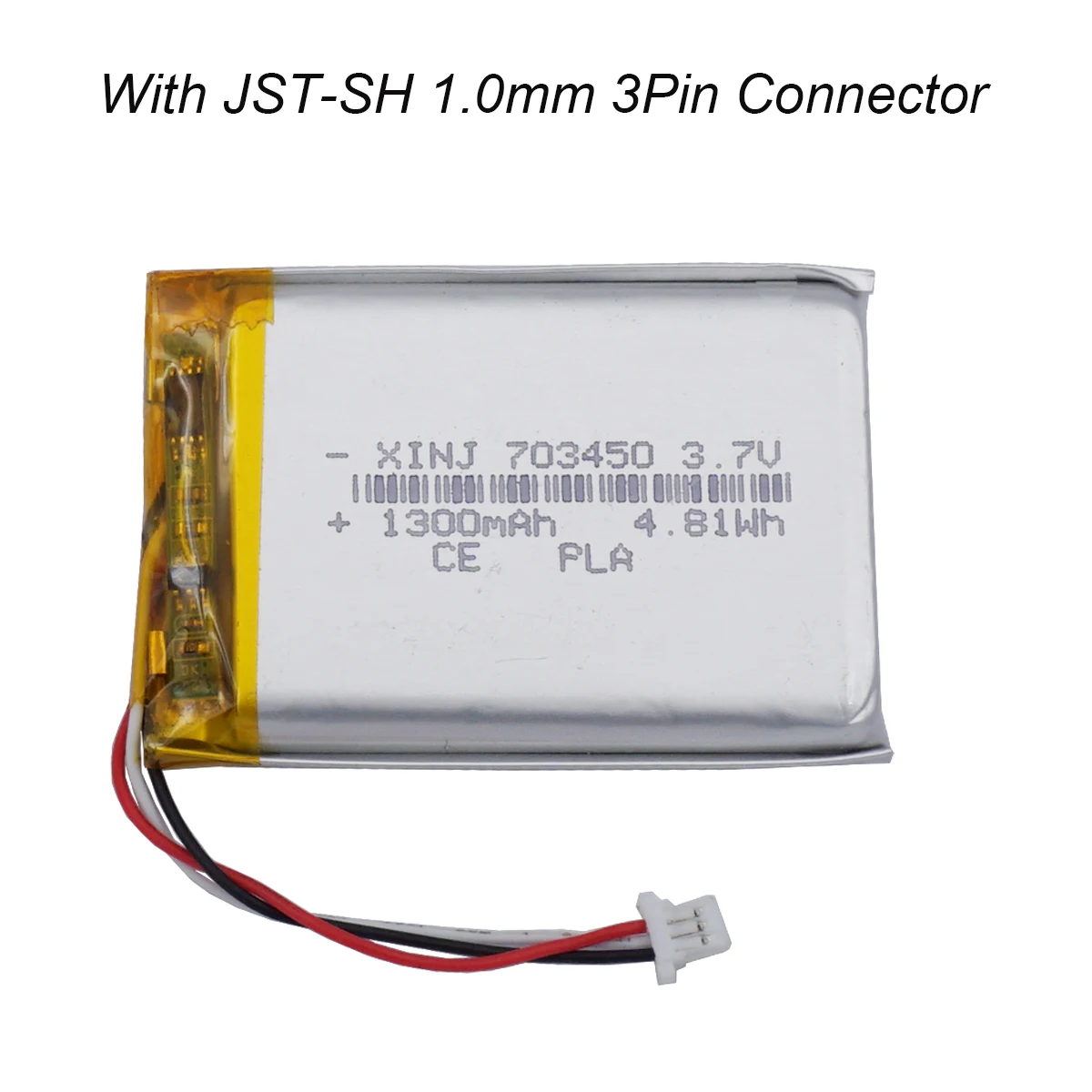 3.7V 1300mAh 4.81Wh Li Lithium Rechargeable Lipo Battery 703450 JST ...