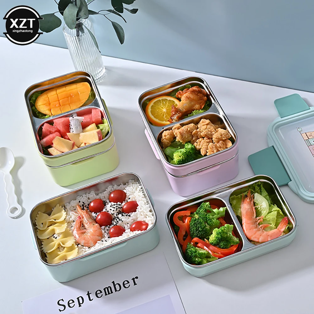 Stainless-Steel-Portable-Insulated-Lunch-Box-with-Double-Layer ...