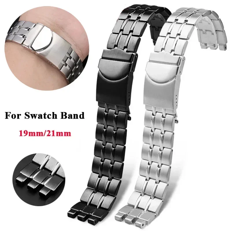 Solid-Stainless-Steel-Watch-Strap-19mm-21mm-for-Swatch-Wach-Band ...