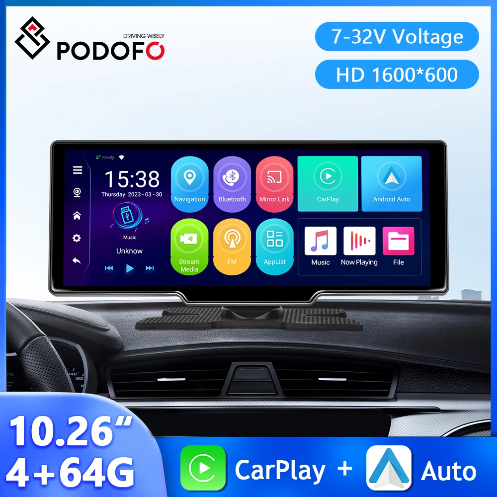 Podofo-10-26-Android-Car-Monitor-Wireless-Carplay-Android-Auto ...