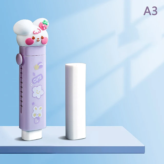 1set Cute Cartoon Push-pull Design Erasers Student Kid Pencil Eraser ...