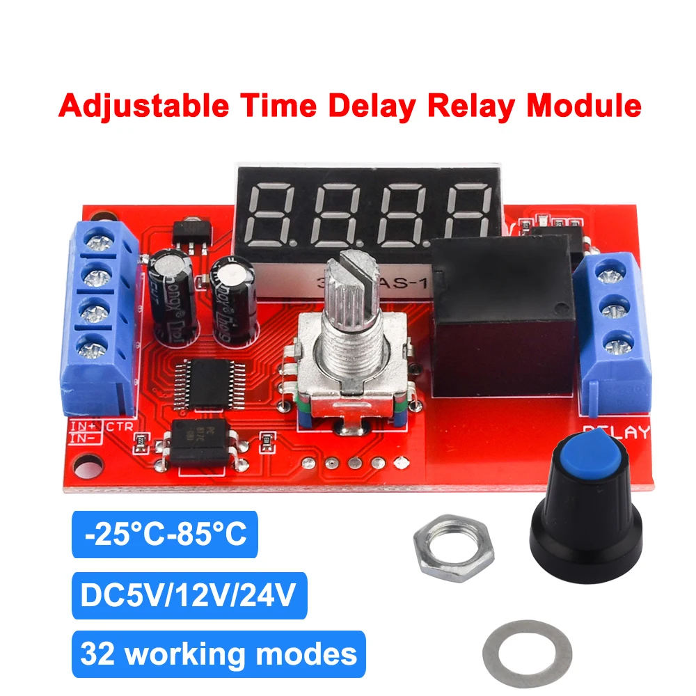 DC 5V 12V 24V 10A Adjustable Time Delay Relay Module 32 Modes LED ...