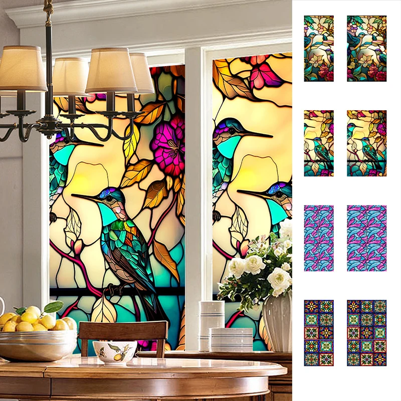 Colorful-Window-Glass-Electrostatic-Stickers-Retro-Flower-Stickers ...