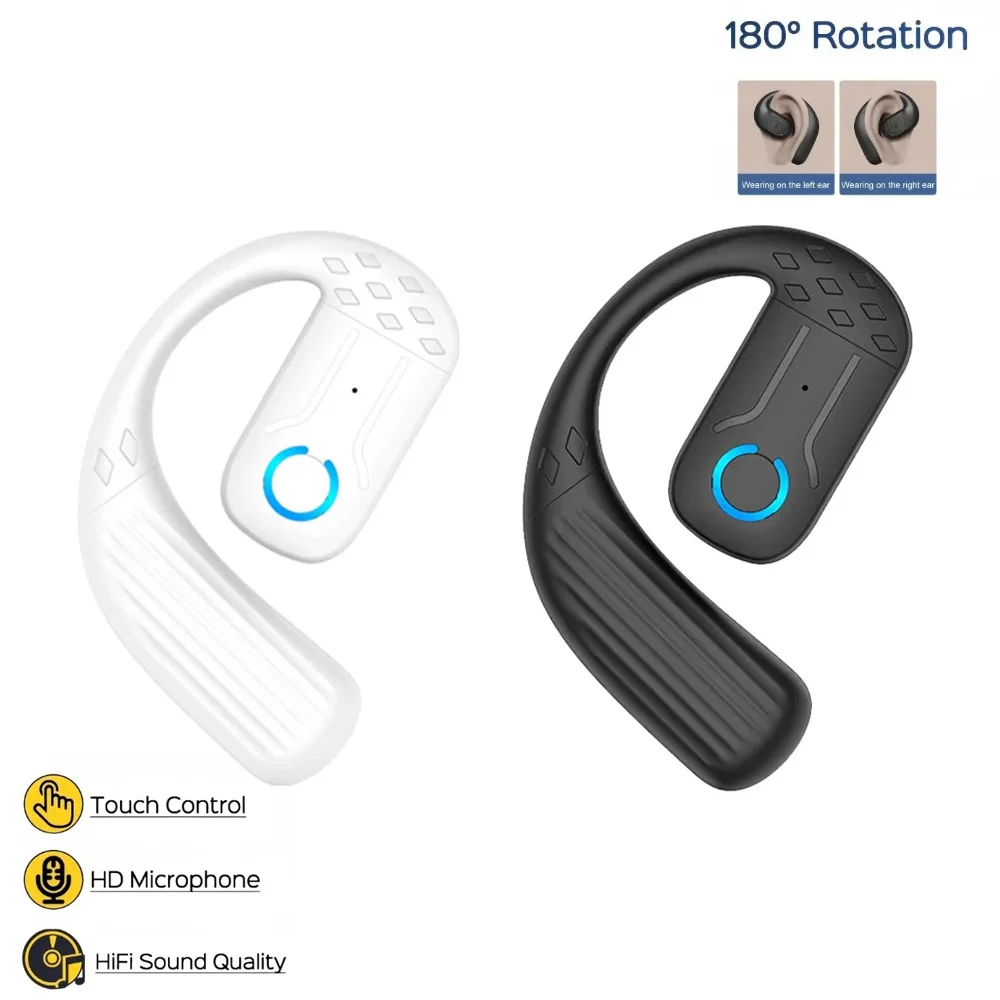 Bluetooth-5-4-Wireless-Business-Headset-180-Rotation-With-Mic-Ear-hook ...