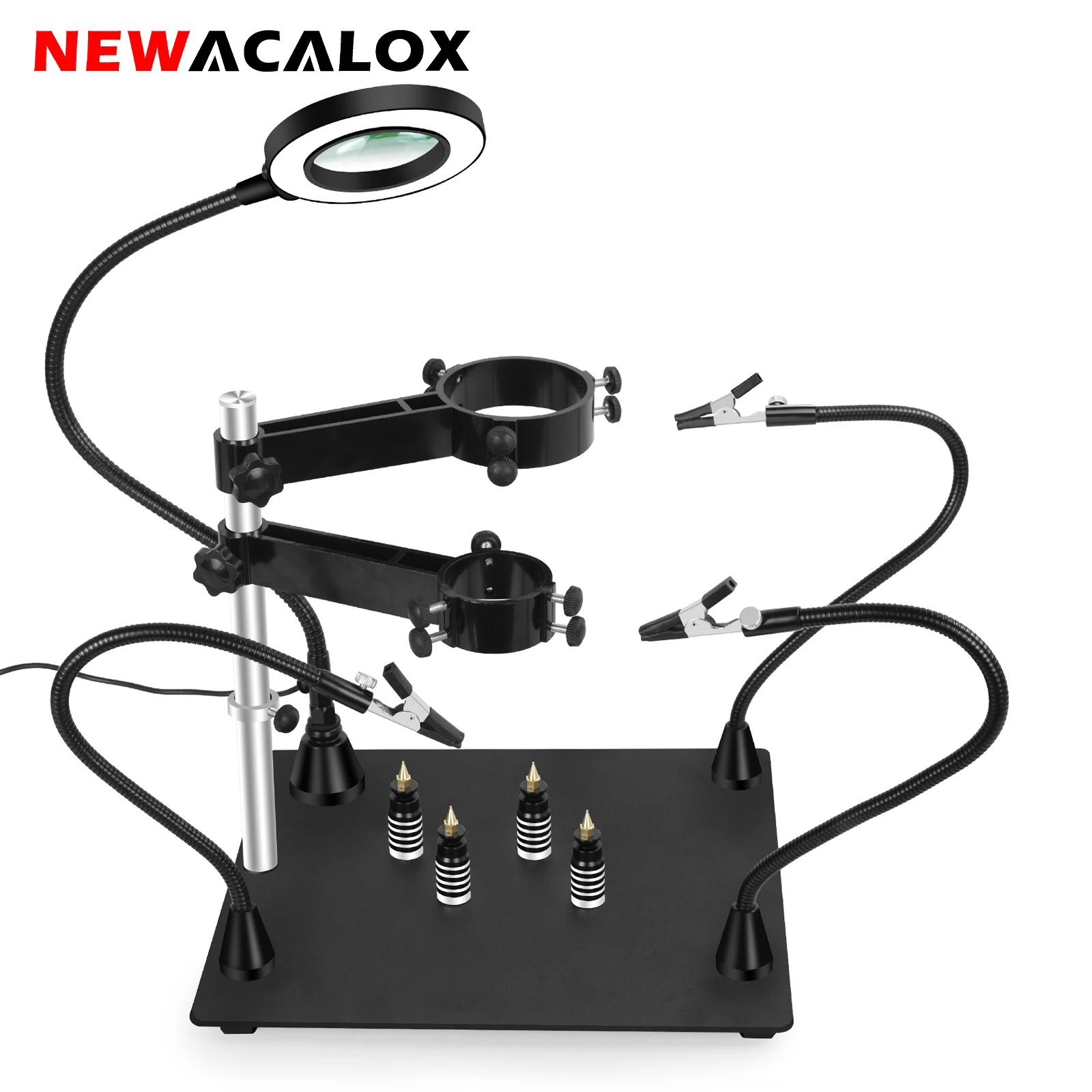 Newacalox Magnetic Pcb Fixing Clip Soldering Stand 3x Magnifier With ...