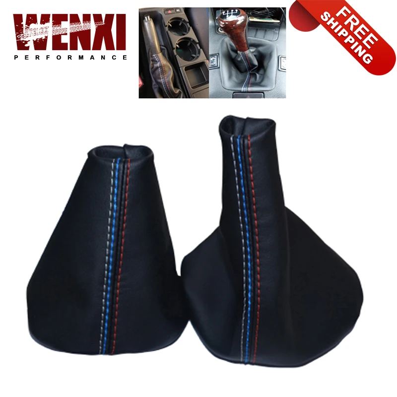 Car-Shift-Gear-Stick-Manual-Handbrake-Gaiter-Shift-Boot-Black-Leather ...