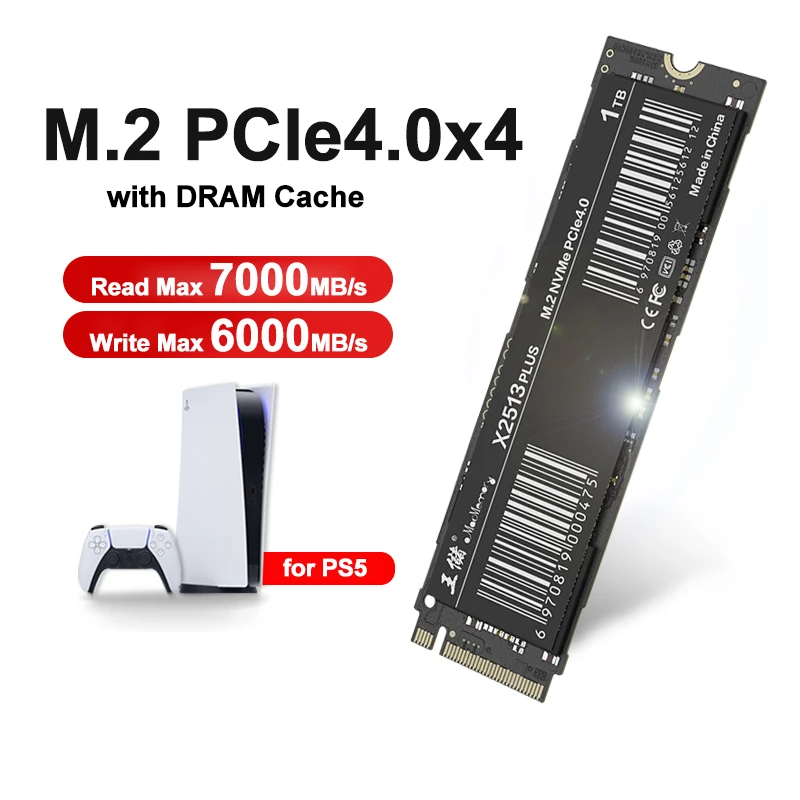 PCIe 4.0x4 NVMe Internal SSD 4TB with DRAM Cache for PC and PS5 High ...