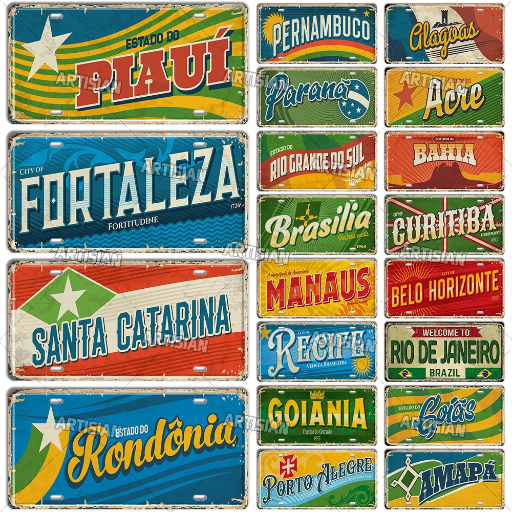 Artisian BRAZIL Landmark License Plate City Metal Tin Plaque State ...