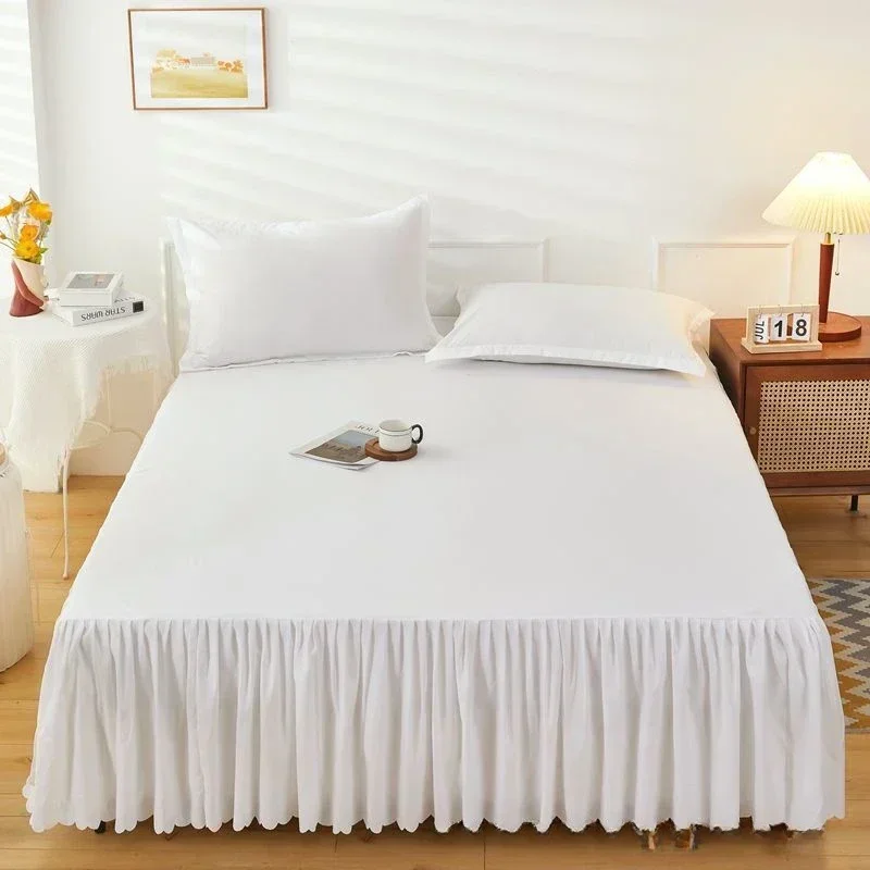 Single-piece-anti-slip-solid-color-bed-skirt-bed-fitted-sheet-bedcover ...