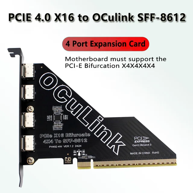 PCIe To Oculink Adapter PCIe 4.0 To Four Oculink Adapter Card - For U.2 ...