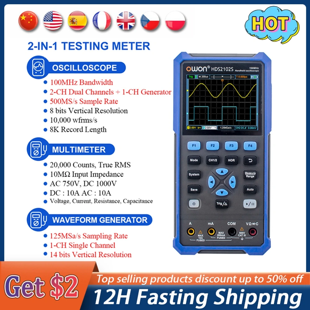 OWON-HDS2102S-El-Tipi-Dijital-Osiloskop-100MHz-Bant-Geni-li-i-500MS-s ...