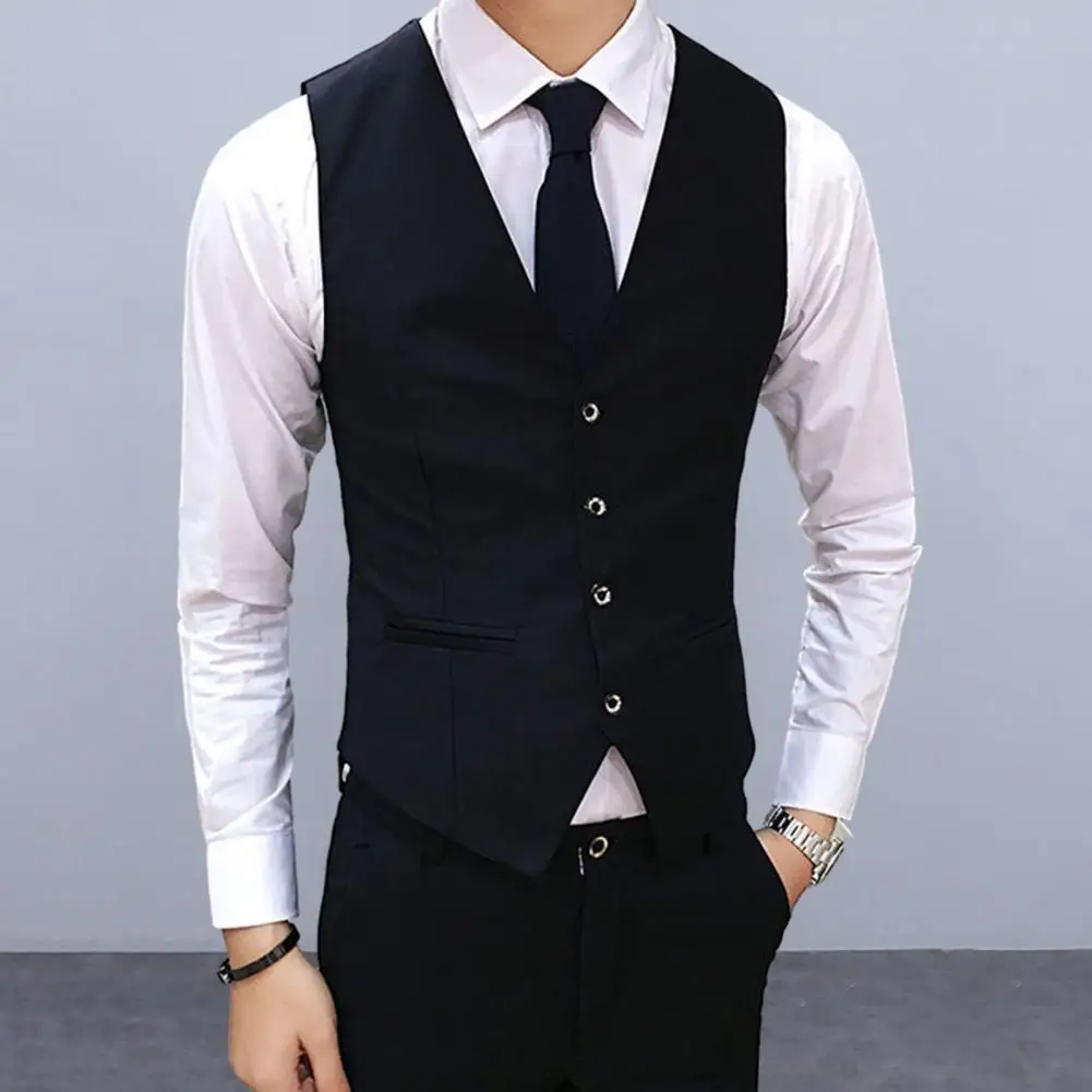 Chaleco-de-traje-para-hombre-chaleco-con-cuello-en-V-sin-mangas-Color-s ...